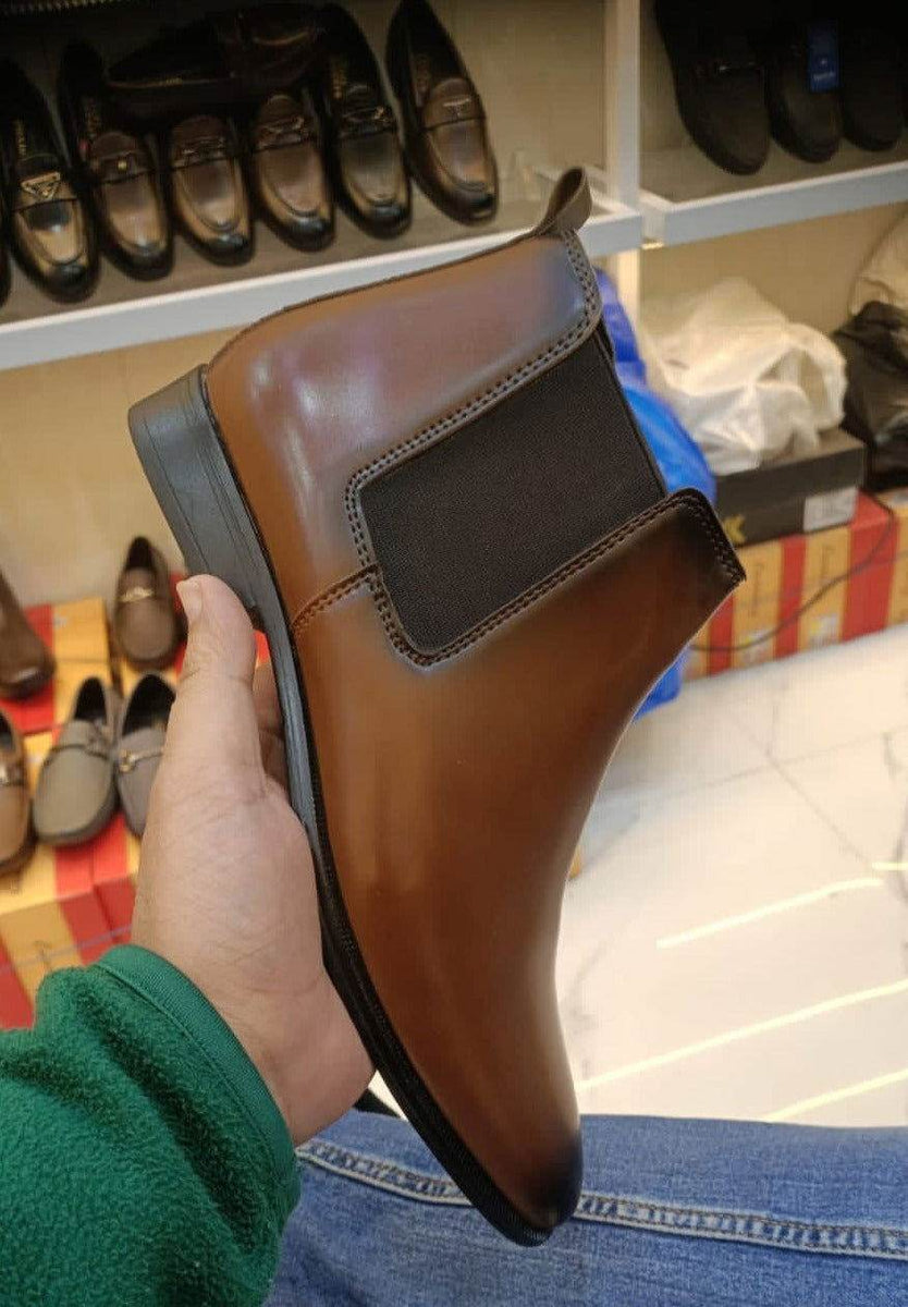 Men's Chelsea Boots Leather Brown Slim Fit Jack Marc | JACK MARC