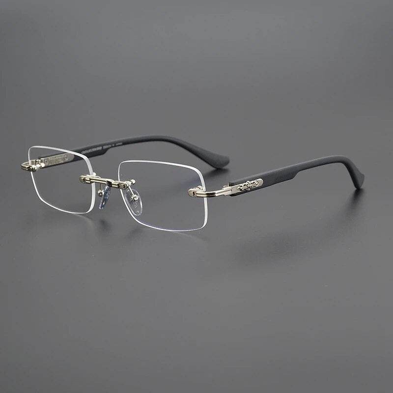 Rectangular Rimless Eyeglasses for Men Anti Blue Light Frames | JACK MARC